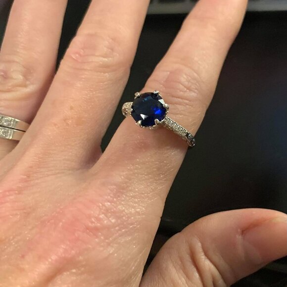 Jewelry | Blue Cubic Zirconia Round Cut Ring On A Beautiful Sterling ...